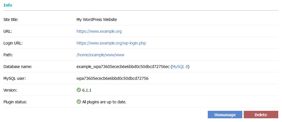 WordPress Manager - Online manual | ICDSoft