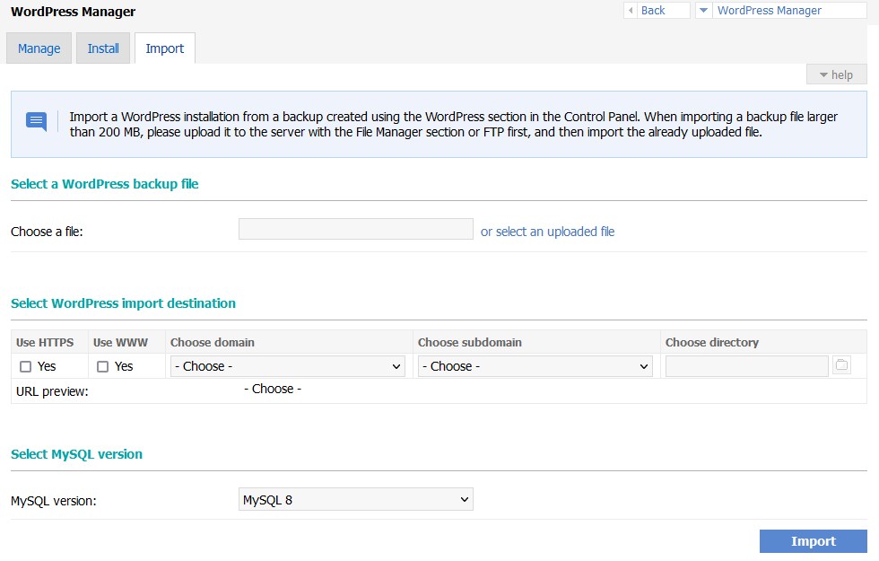 WordPress Manager - Online manual | ICDSoft